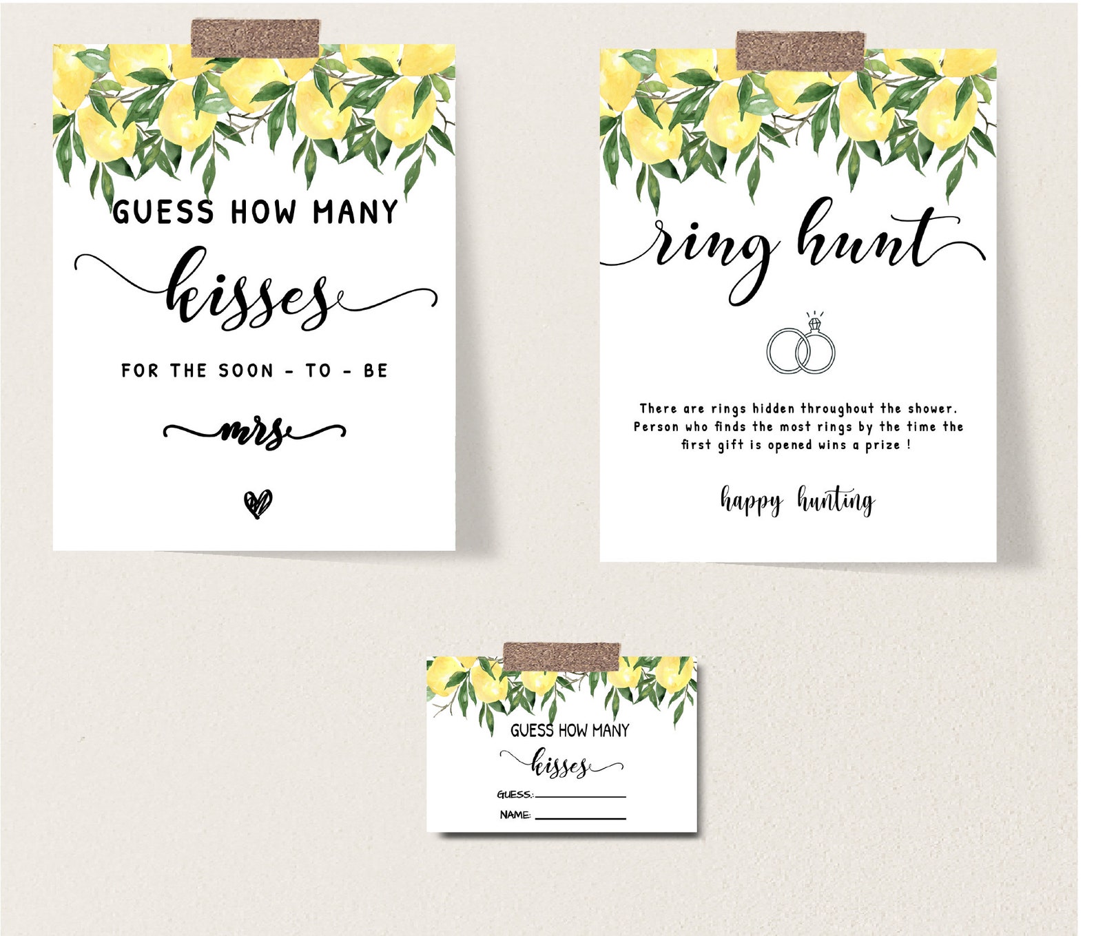 Lemon Bridal Shower Game Bundle, Editable Lemon Bridal Games, Lemon and ...