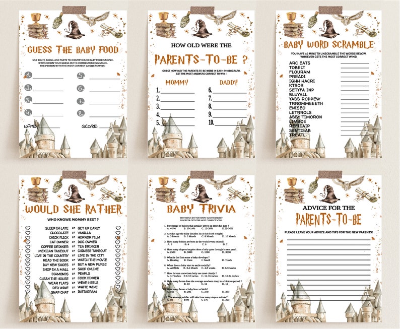 Wizard Baby Shower Games Editable Magic Baby Shower Game | Etsy UK