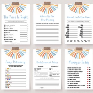 Sunshine Boy Baby Shower Game Bundle, Here Comes the Son, Editable Boho ...