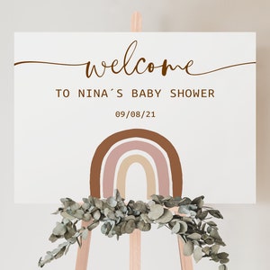 Editable Boho Rainbow Welcome Baby Shower Sign, Boho Rainbow Baby ...