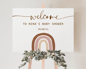 Rainbow Baby Shower Welcome Sign Printable Boho Rainbow - Etsy
