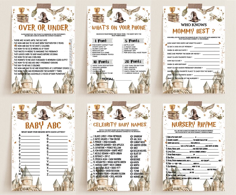 Wizard Baby Shower Games Editable Magic Baby Shower Game | Etsy UK