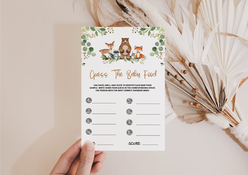 Woodland Baby Shower Game Woodland Animals Guess the Baby - Etsy