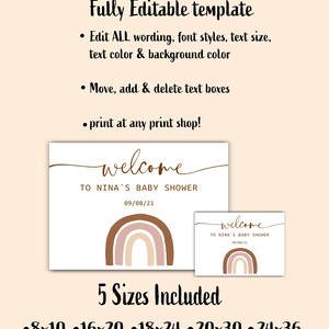 Editable Boho Rainbow Welcome Baby Shower Sign, Boho Rainbow Baby ...