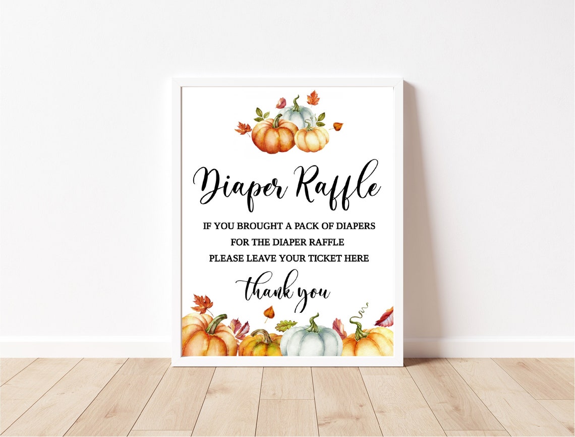 Little Pumpkin Diaper Raffle Sign Baby Shower Signs | Etsy