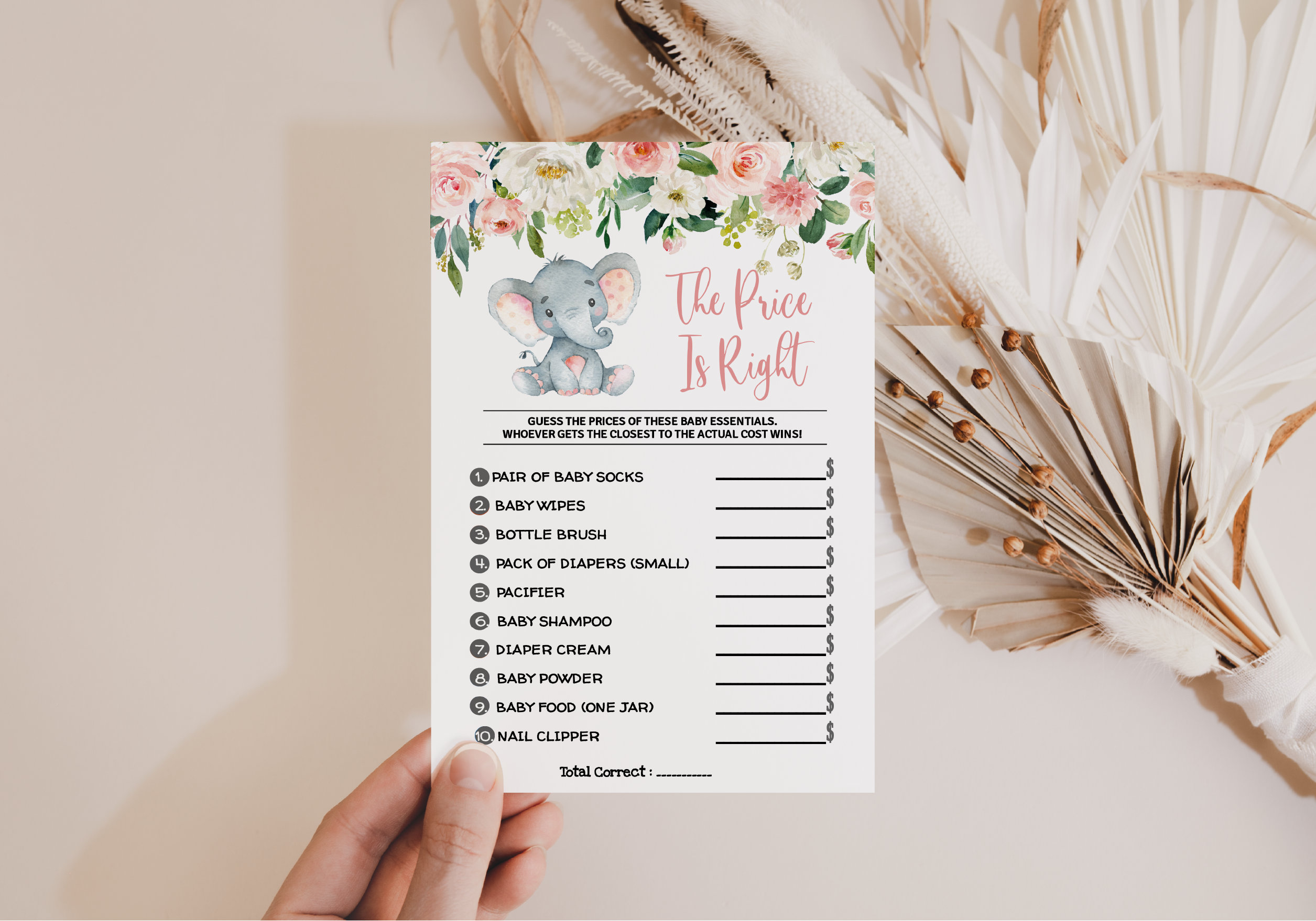 Elephant Baby Shower Games Printable Game Bundle Pink Elephant | Etsy