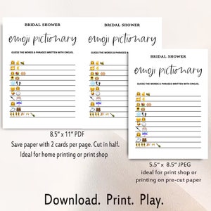 Emoji Pictionary Bridal Shower Game, Modern Bridal Shower Icebreaker ...