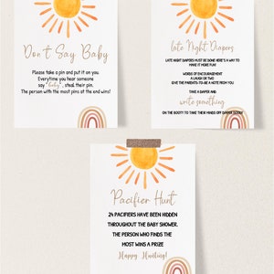 Editable Sun Baby Shower Games Bundle (digital Download) - Etsy