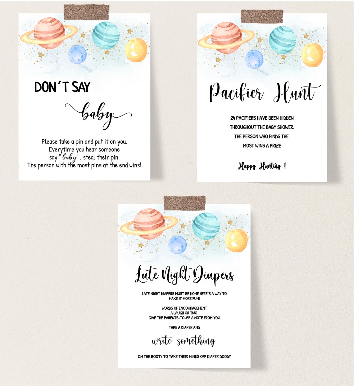 Editable Space Baby Shower Games Bundle Outer Space Planets - Etsy