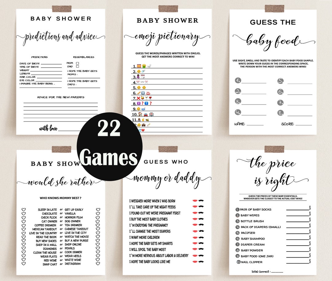 Baby Shower Games Bundle: 22 Printable Activities (digital Download) - Etsy