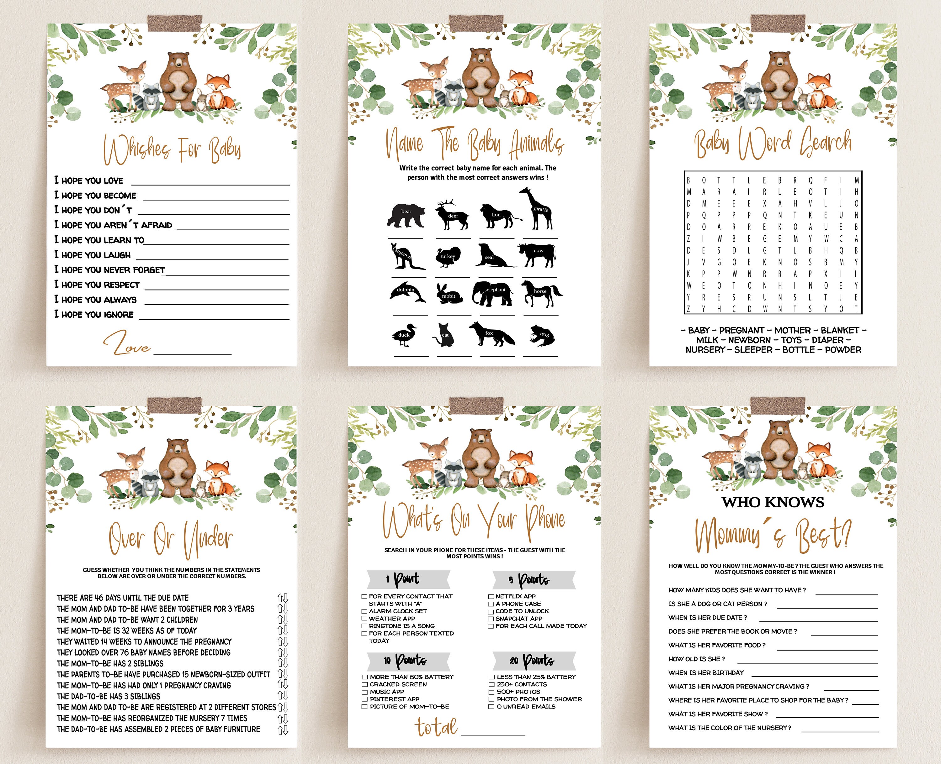 Baby Shower Games Bundle Printable Baby Shower Game Pack | Etsy