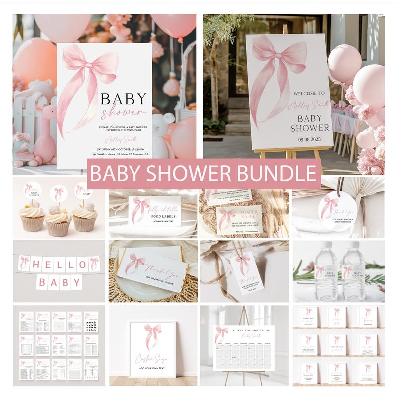 Pink Bow Baby Shower - Etsy