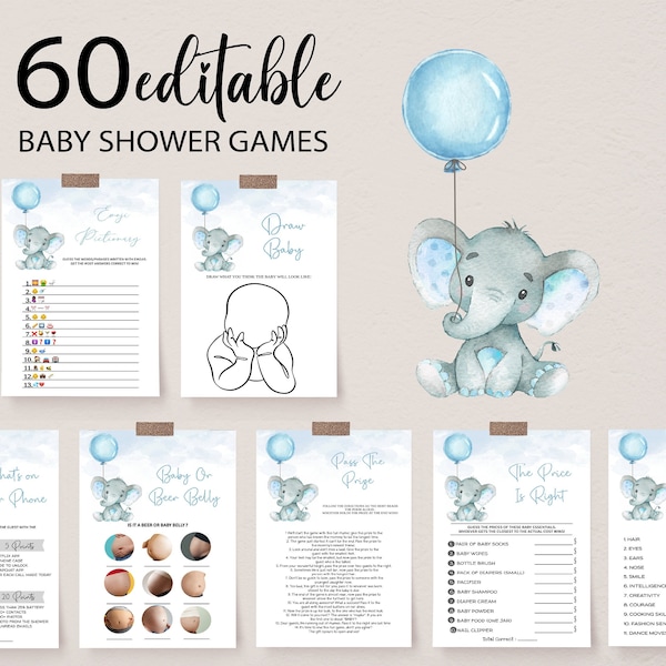 Blue Elephant Baby Shower - Etsy
