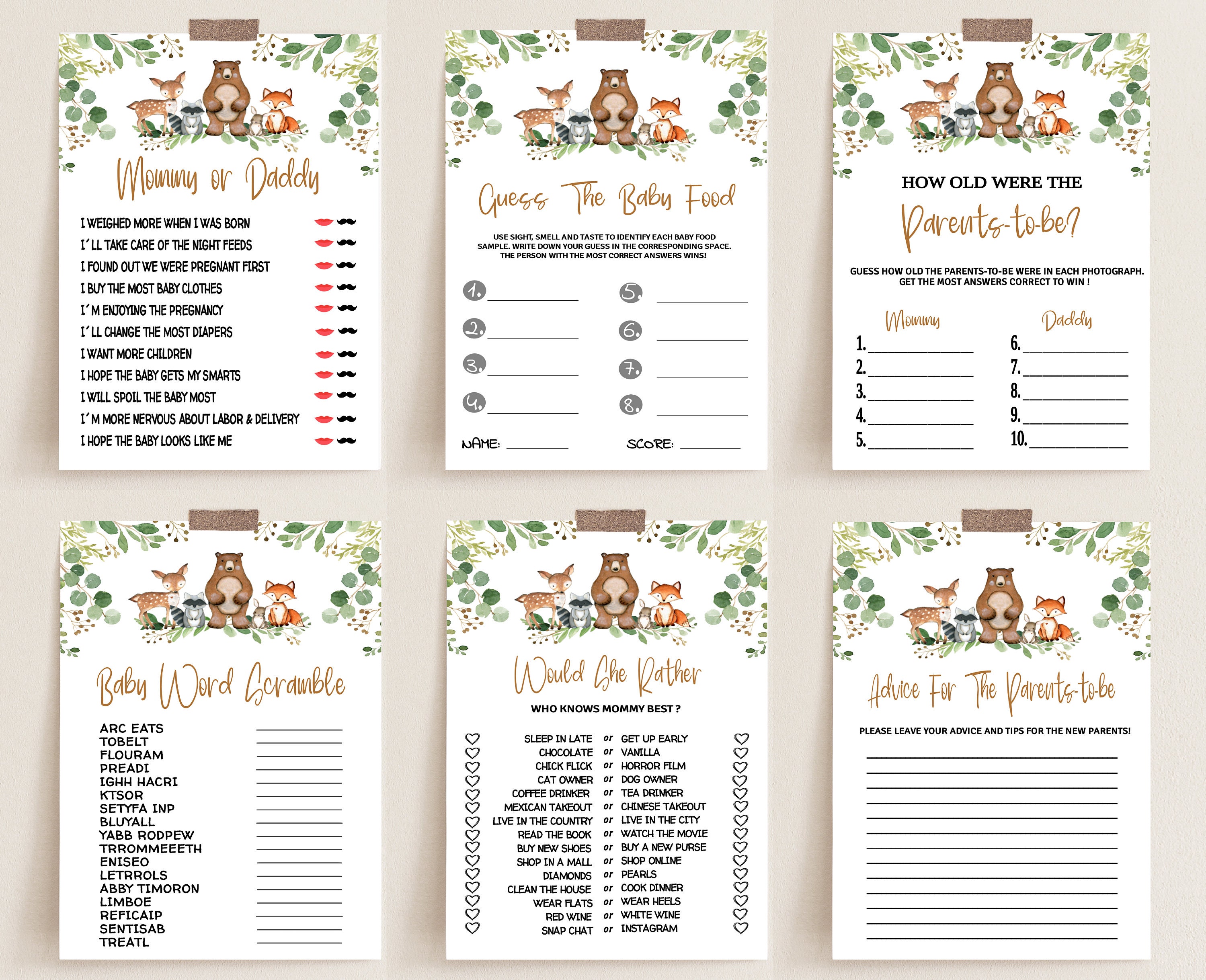 Baby Shower Games Bundle Printable Baby Shower Game Pack | Etsy