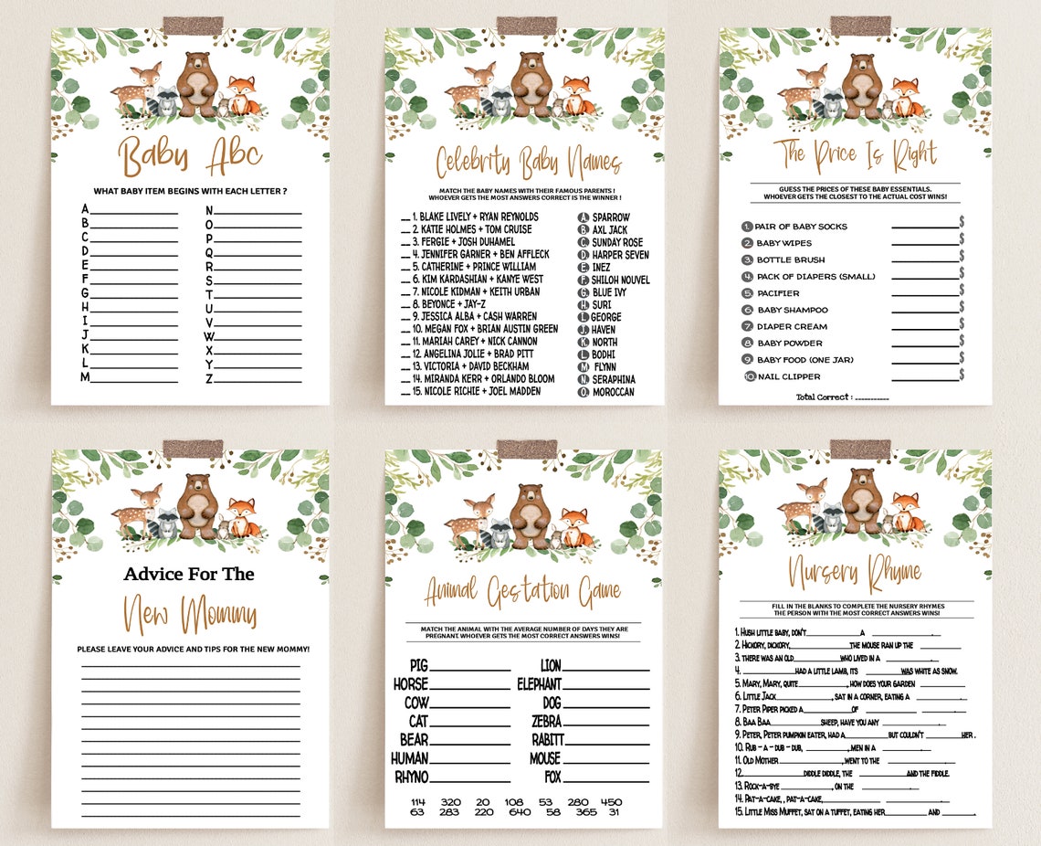 Baby Shower Games Bundle Printable Baby Shower Game Pack | Etsy Canada
