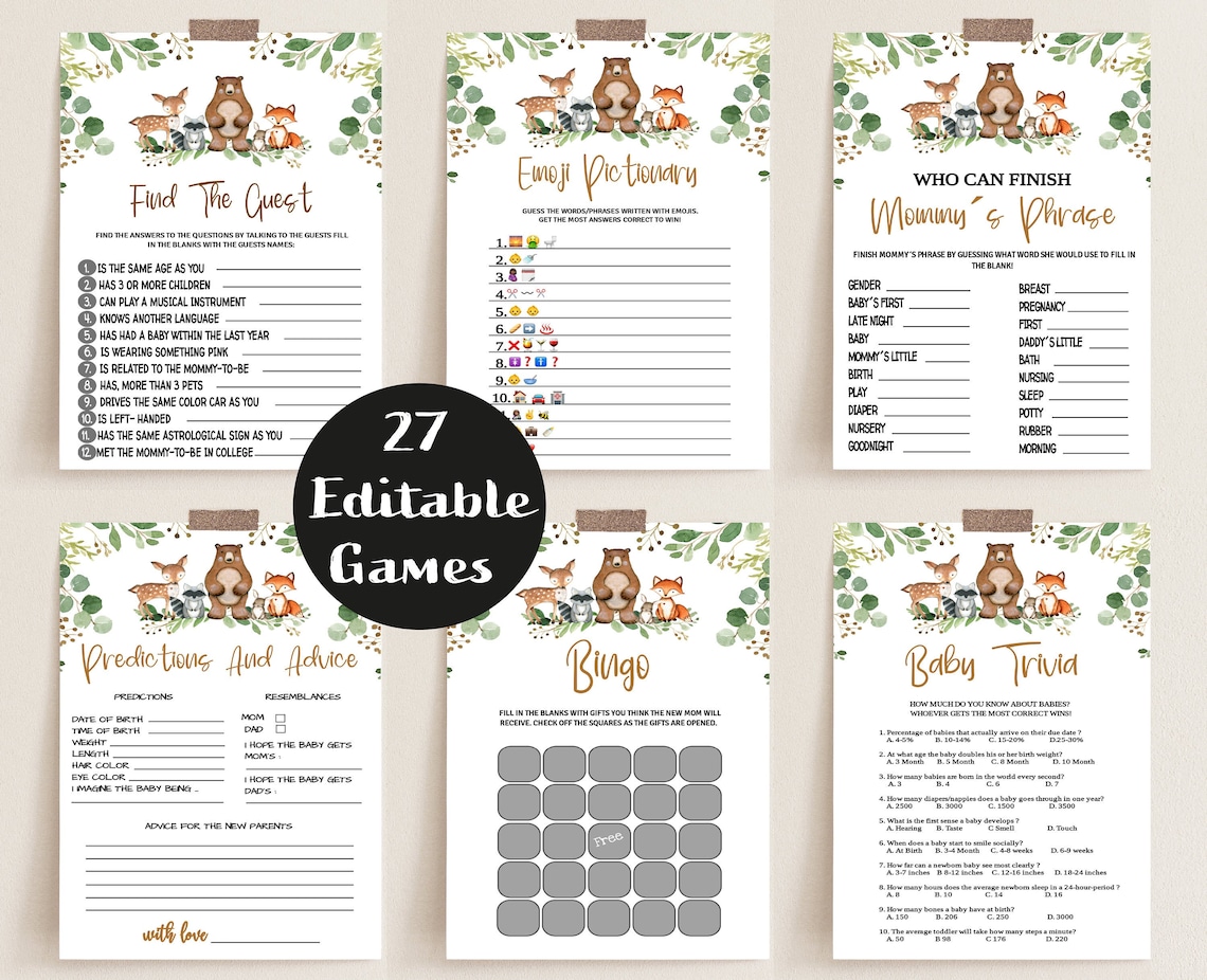Baby Shower Games Bundle Printable Baby Shower Game Pack | Etsy