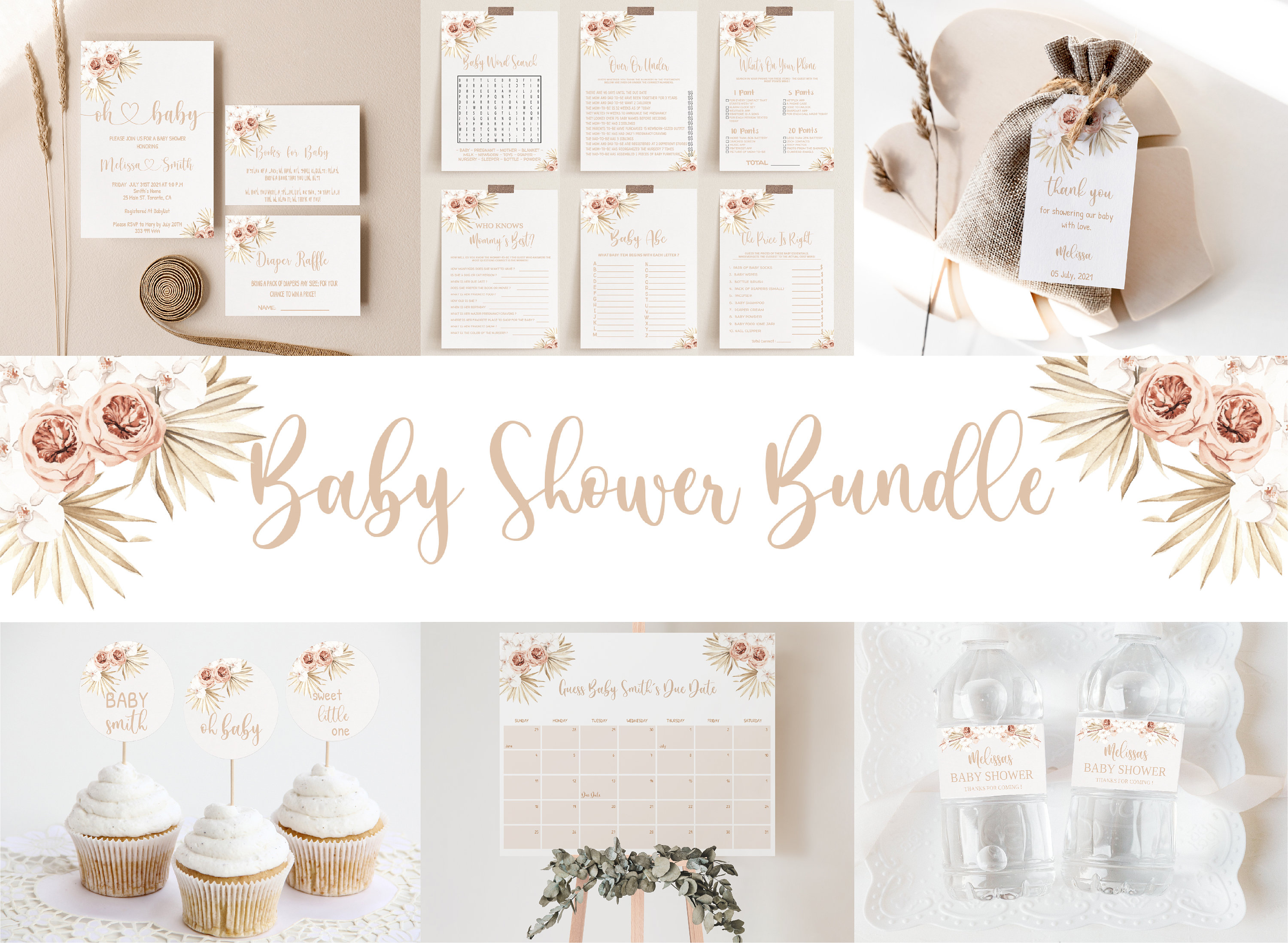 Baby Shower Bundle Printable Baby Shower Editable Games | Etsy