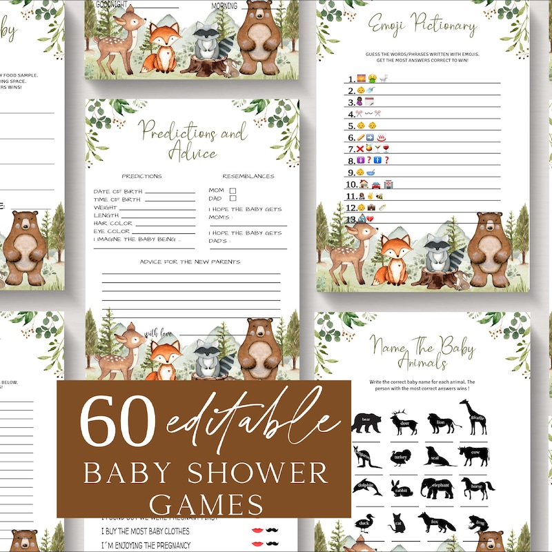Woodland Baby Shower Printables - Etsy