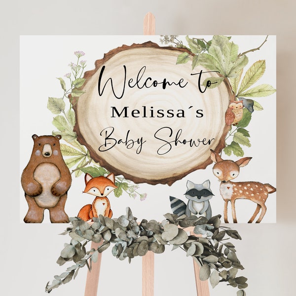 Woodland Baby Shower Welcome Sign - Etsy