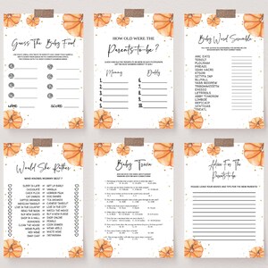 Little Pumpkin Fall Baby Shower Games, Editable Baby Shower Bundle ...