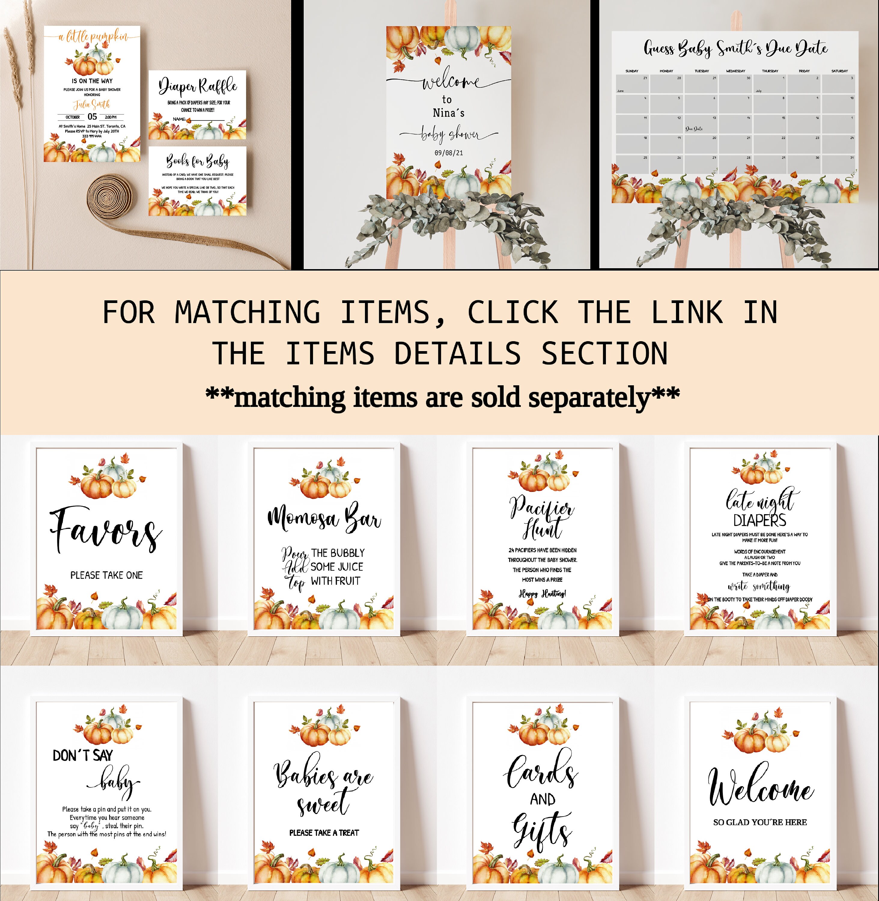 Editable Pumpkin Welcome Baby Shower Sign Fall Pumpkin Baby - Etsy