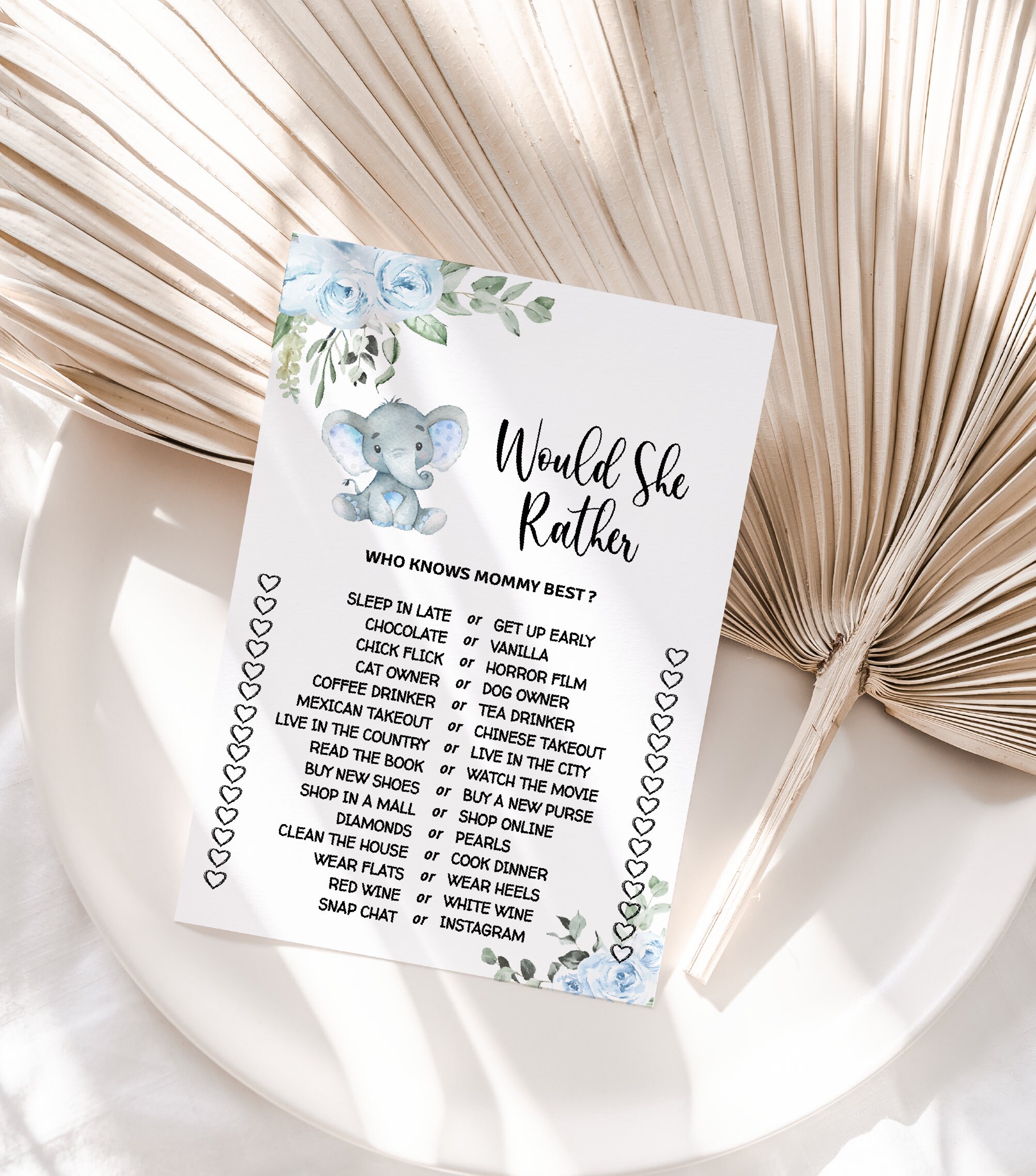 Blue Elephant Baby Shower Games Bundle (editable, Instant Download) - Etsy