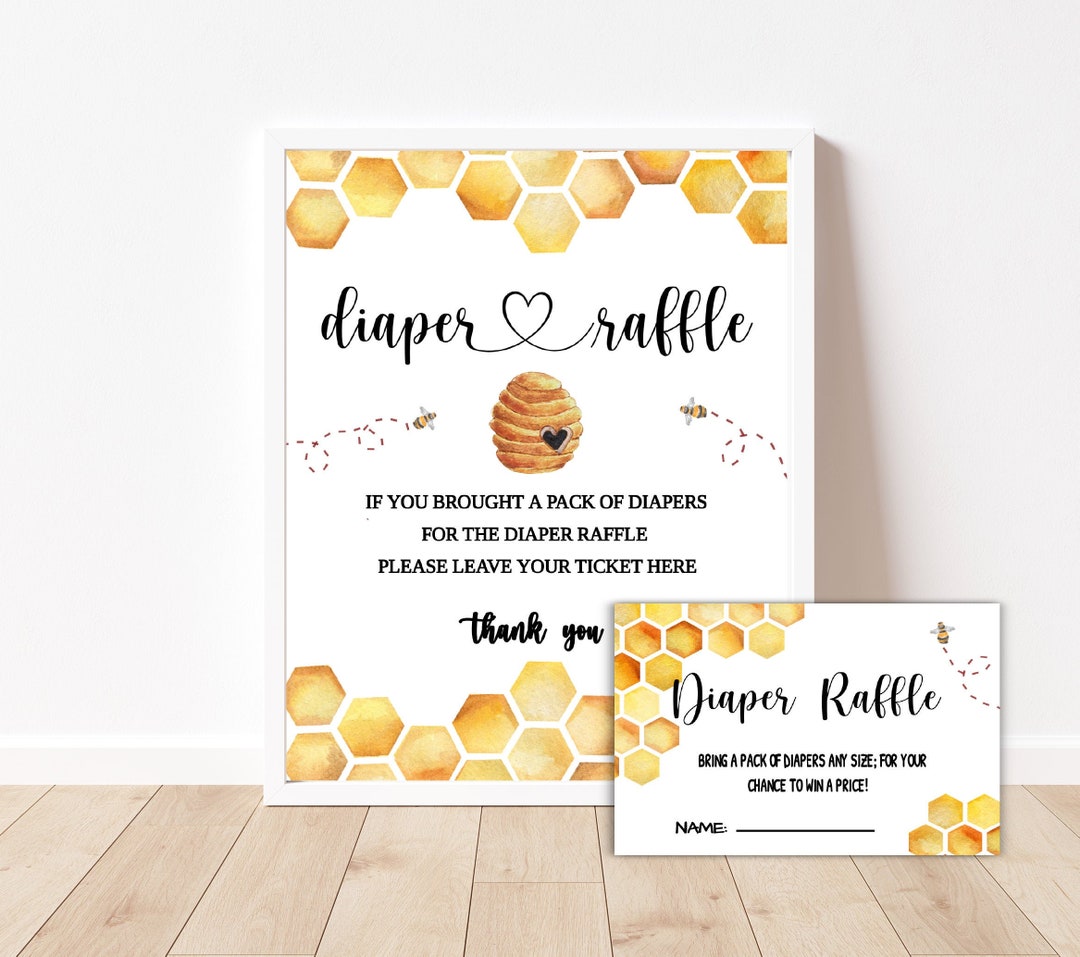 Honey Bee Diaper Raffle Sign Instant Downloa ,honey Bee Baby Shower ...