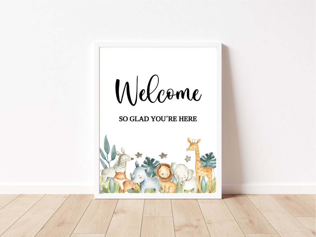 Safari Welcome Sign Safari Jungle Animals Sign Printable - Etsy