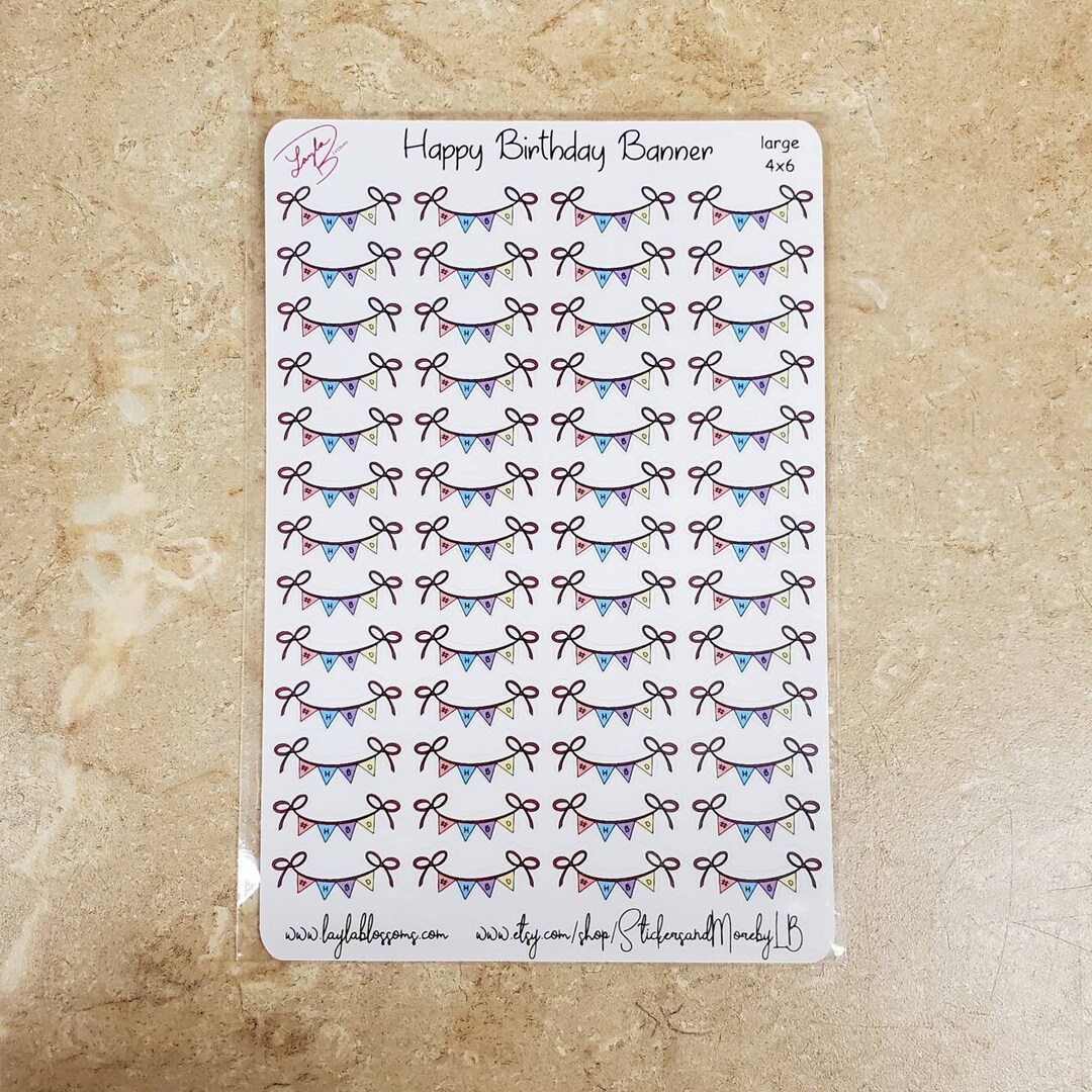 Happy Birthday Banner Planner Stickers/ Sticker Sheets ...