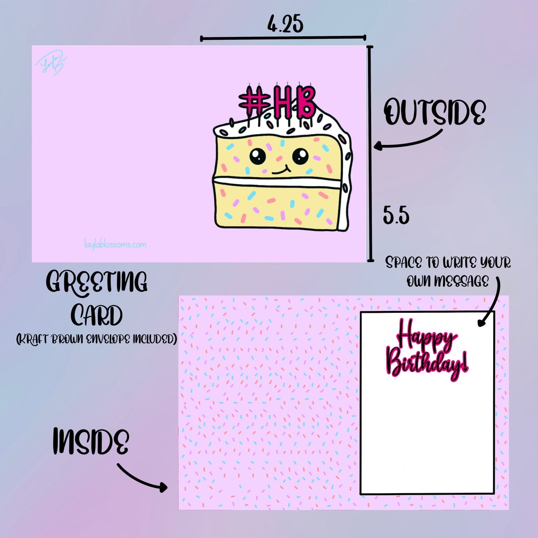 Happy Birthday HBD Greeting Card Stickerandmorebylb/ - Etsy