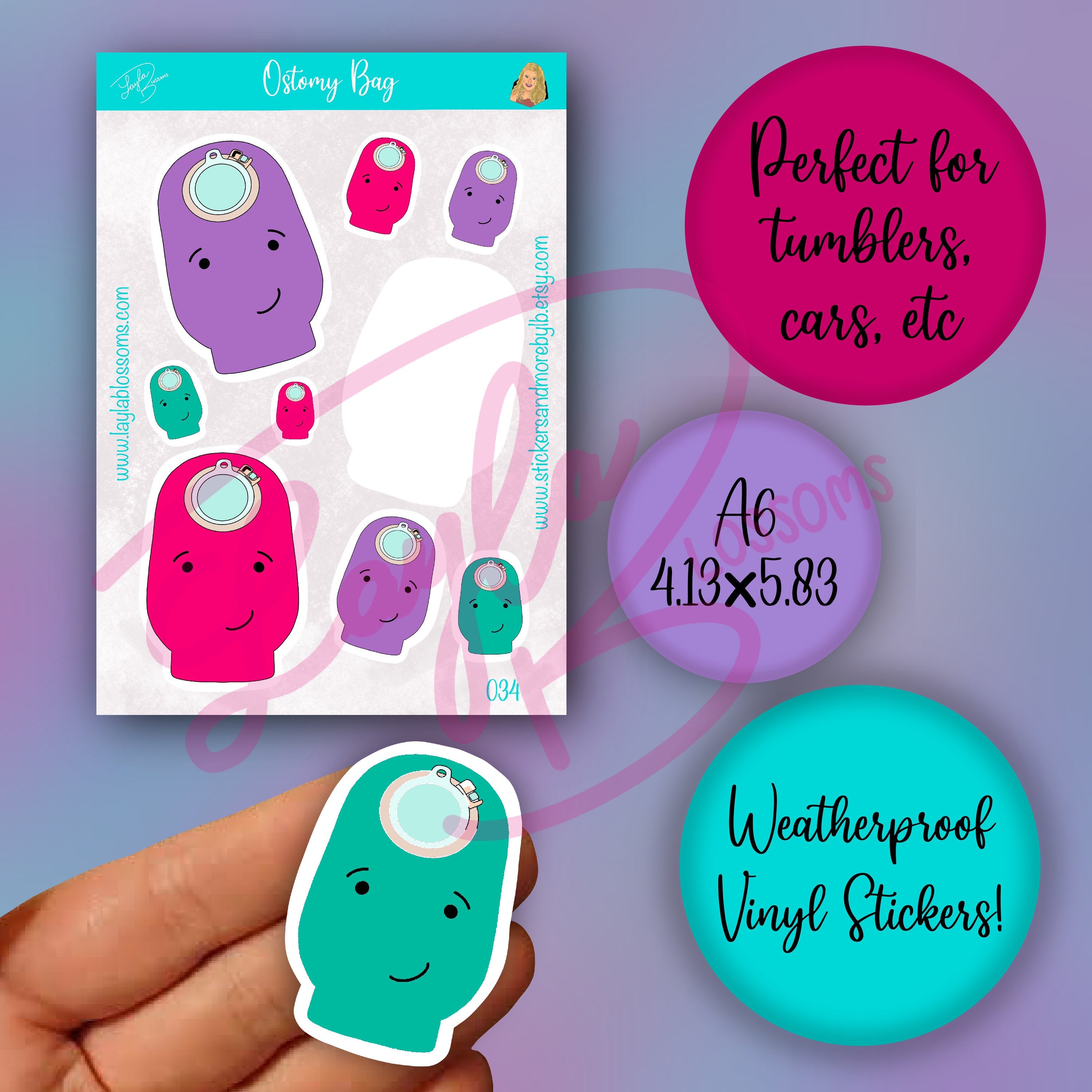 Ostomy Bag/ Vinyl Planner Sticker Sheet/ Vinyl Sticker Sheets/ - Etsy