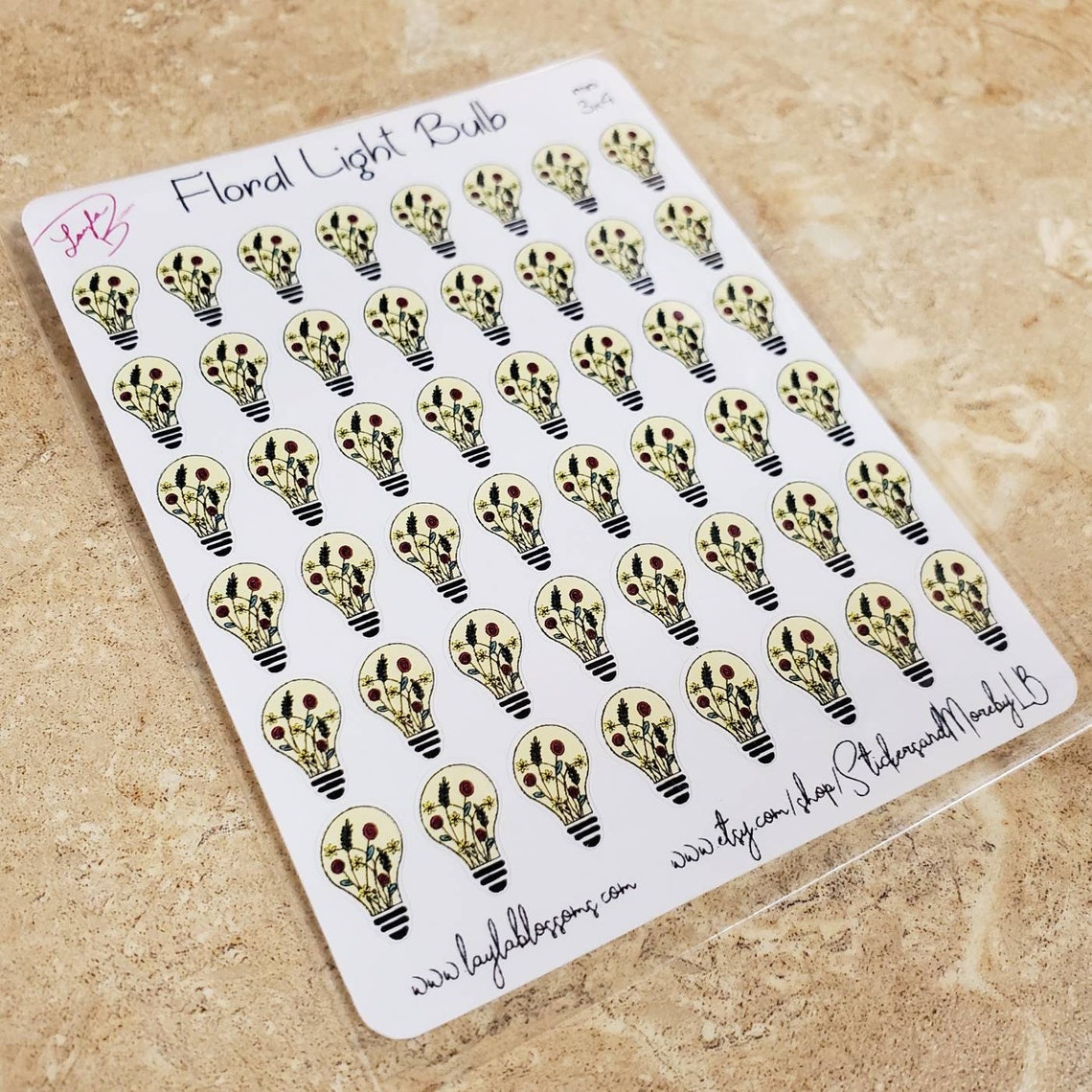 Electric Floral Light Bulb Planner Stickers/ Sticker Sheets/ - Etsy