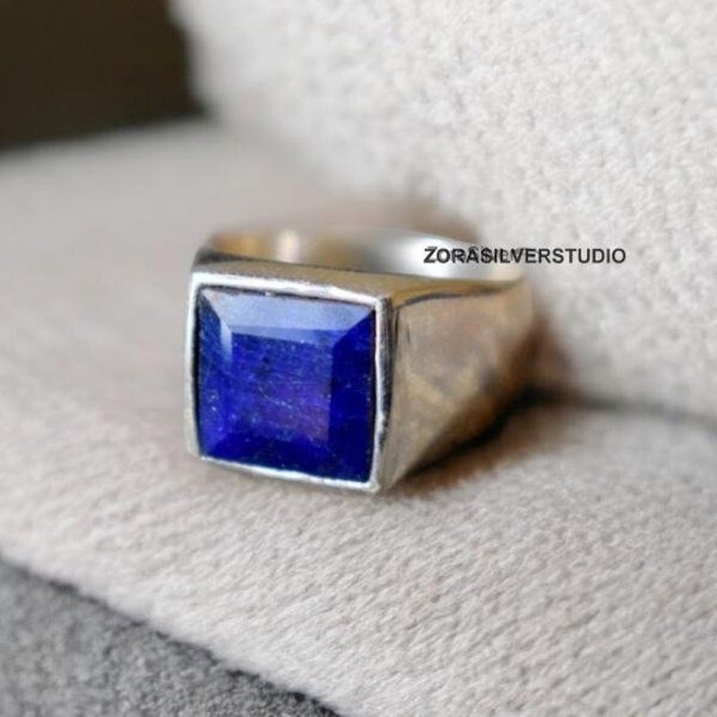 Mens Blue Stone Gold Ring - Etsy