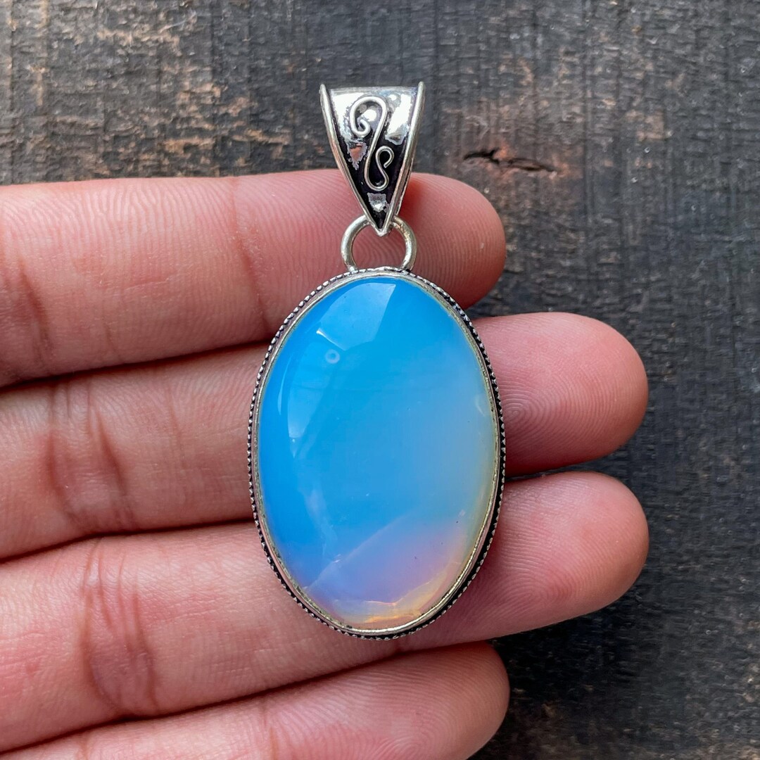 Beautiful Antique Doublet Opalite Glass Pendant 925 Sterling - Etsy