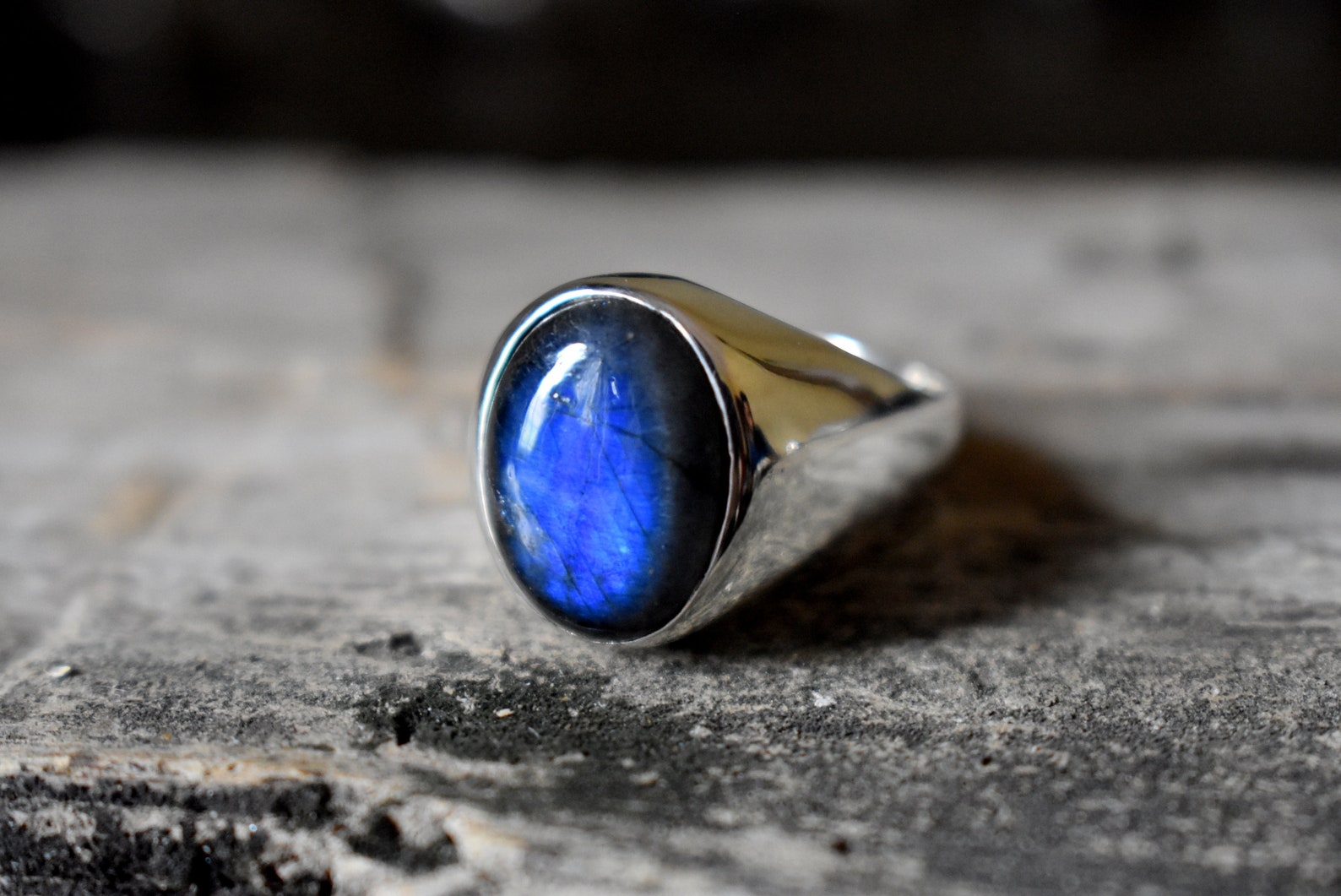 Blue Labradorite Ring Signet Ring 925 Sterling Silver - Etsy