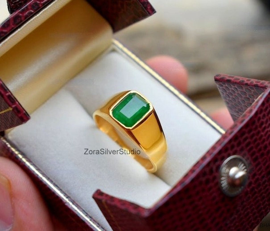 Natural Emerald Ring, Man Ring, Women Ring, 925 Sterling Silver Ring ...