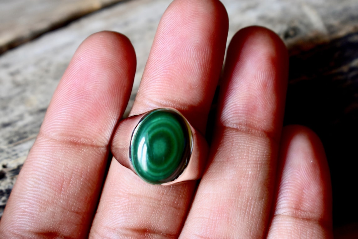 Malachite Ring Signet Ring 925 Sterling Silver Unisex - Etsy