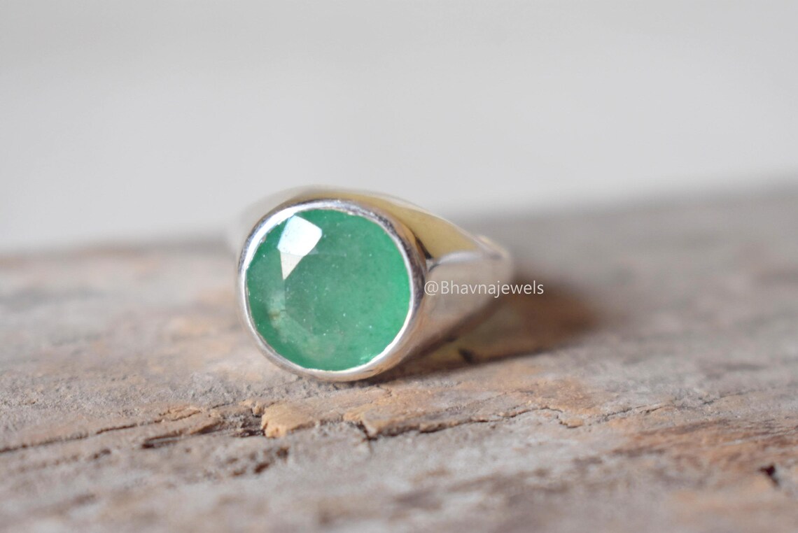 Translucent Natural Emerald Ring Signet Ring 925 Sterling - Etsy