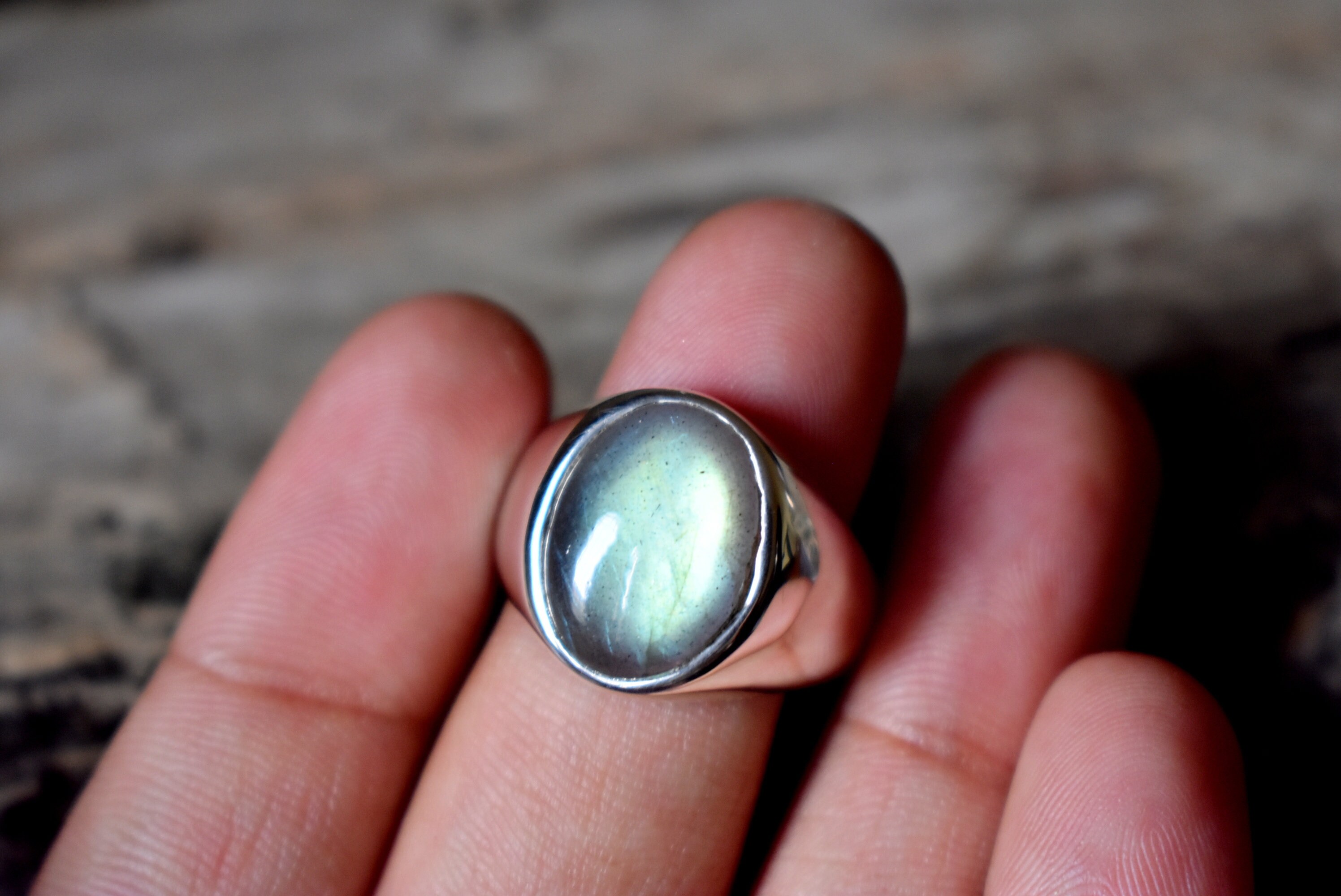 Green Labradorite Ring Signet Ring 925 Sterling Silver | Etsy