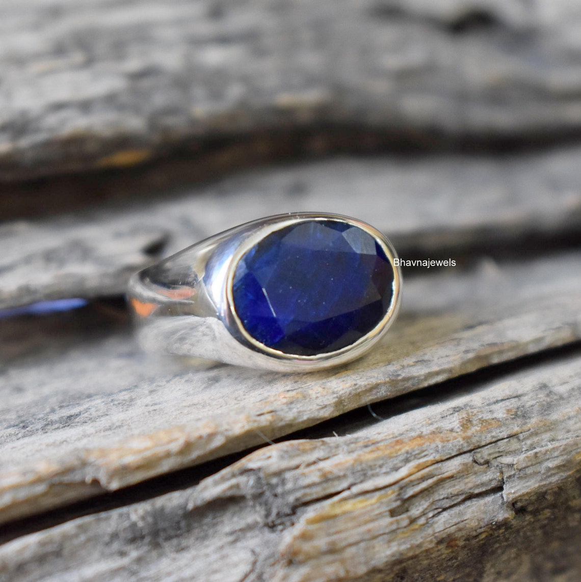 Blue Sapphire Ring Signet Ring 925 Sterling Silver Ring - Etsy