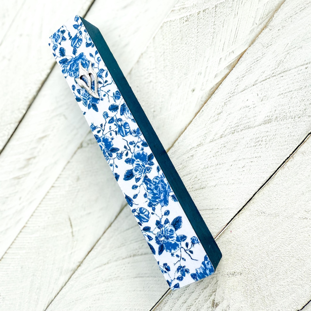 Floral Mezuzah With Silver Shin - Jewish Home Decor, Non Kosher Scroll ...
