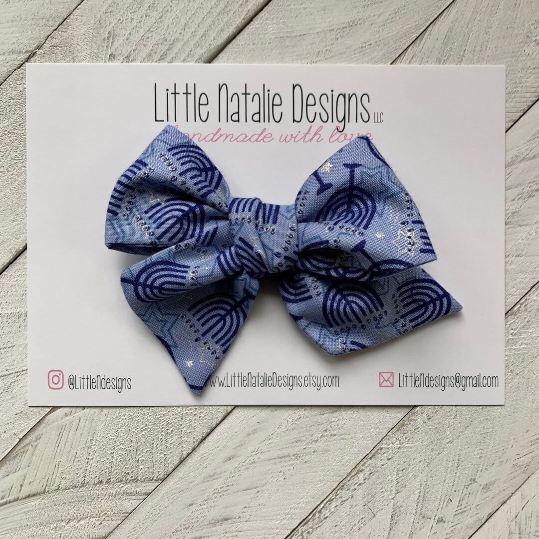 Hanukkah Hair Bow, Menorah, Jewish Hair Bow Clips, Judaica Girl ...