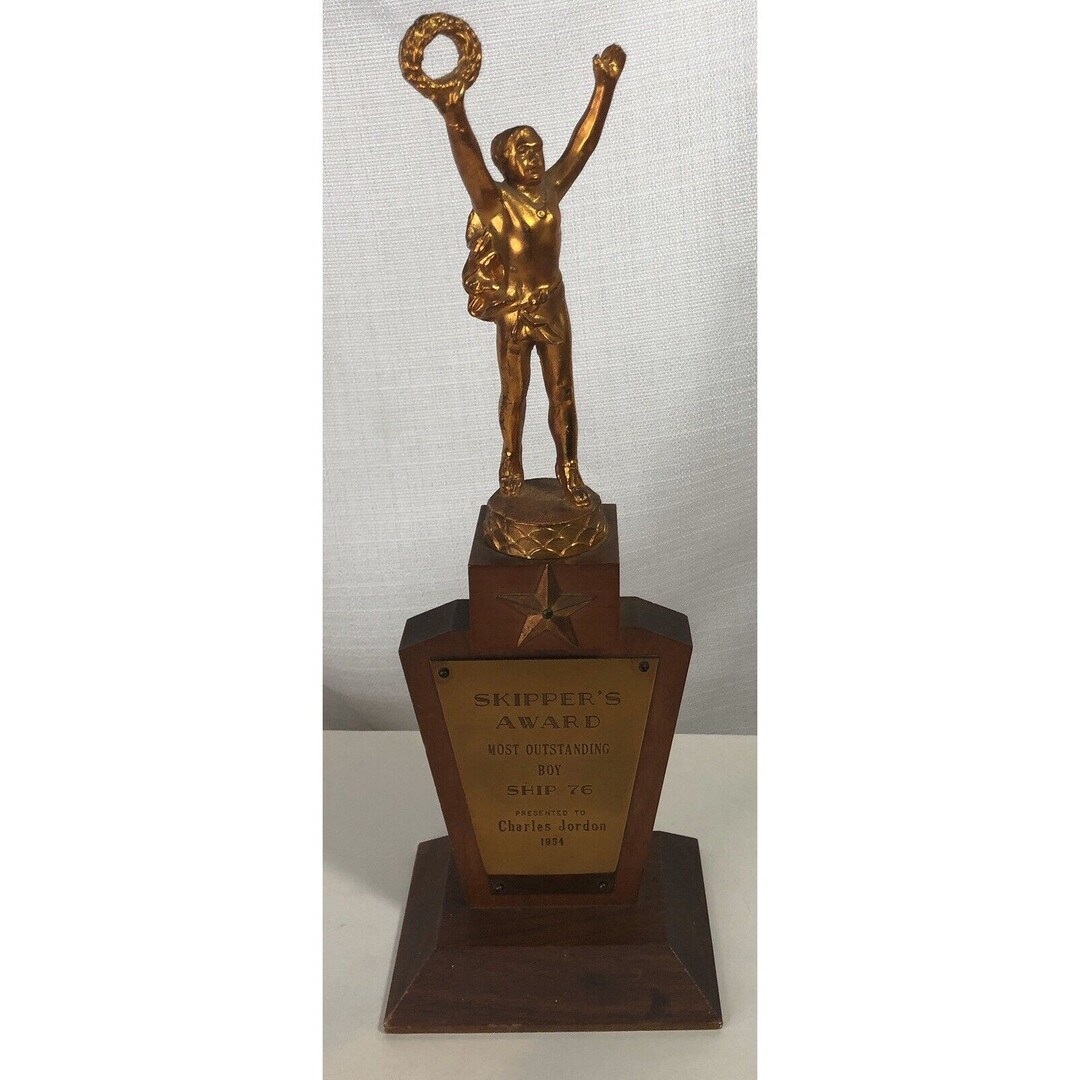 Skipper's Award Trophy Vintage 1954 Ship 76 Most Outstanding Boy Star ...