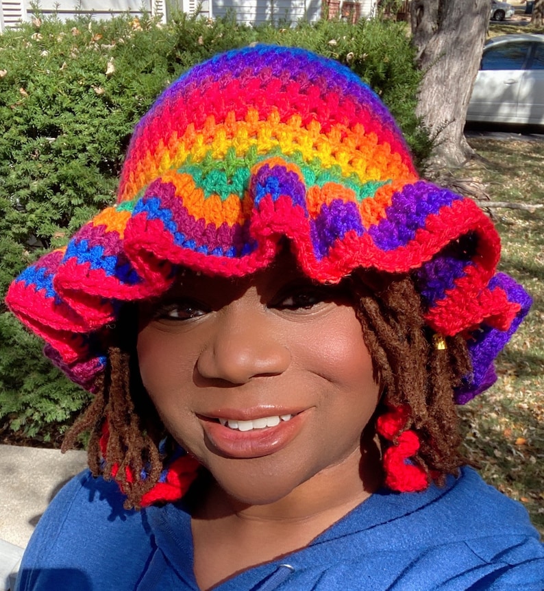 Crochet Ruffle Brim Bucket Hat - Etsy