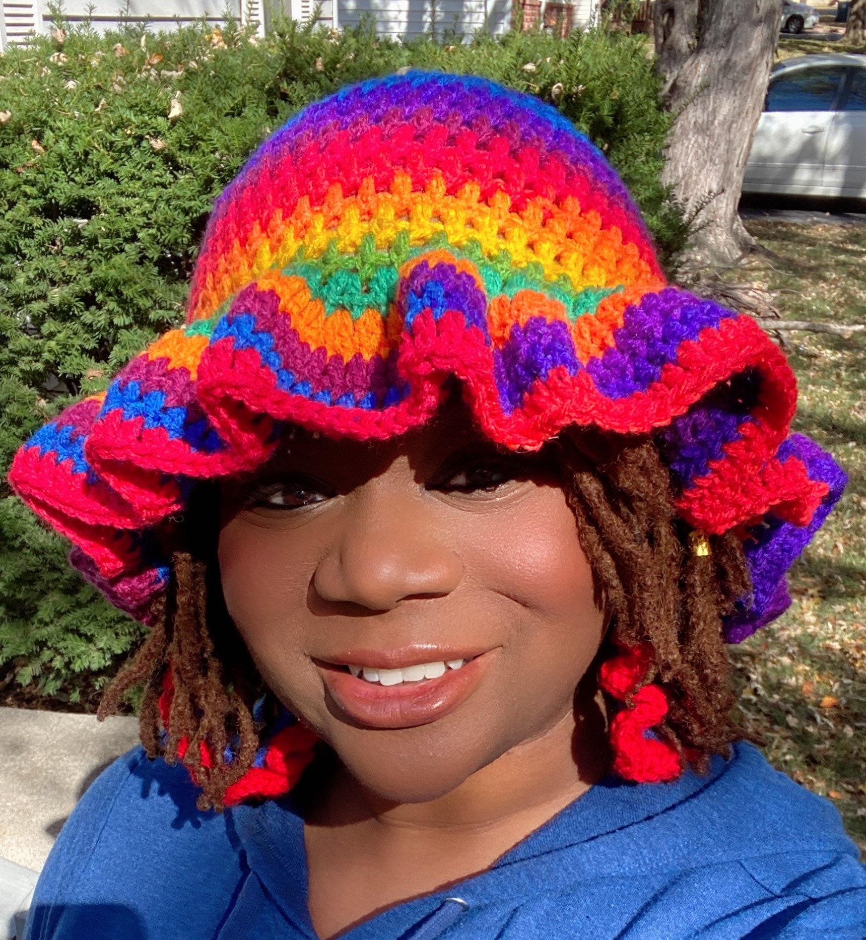 Crochet Ruffle Brim Bucket Hat - Etsy