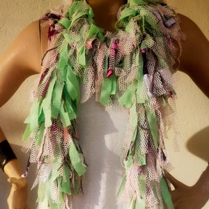 Die Frayed Pink Fringe Upcycled Necklace Scruffy Torn Fabric Jewelry ...