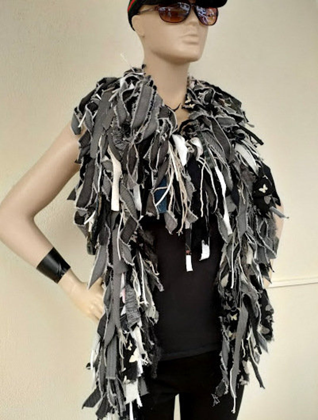 Die Frayed Jeans Denim Necklace Scruffy Torn Jeans Fabric Jewelry ...