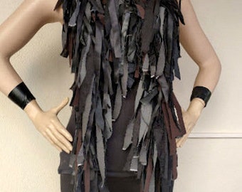 Die Frayed Yarn and Jeans Denim Necklace Scruffy Torn Jeans Fabric ...