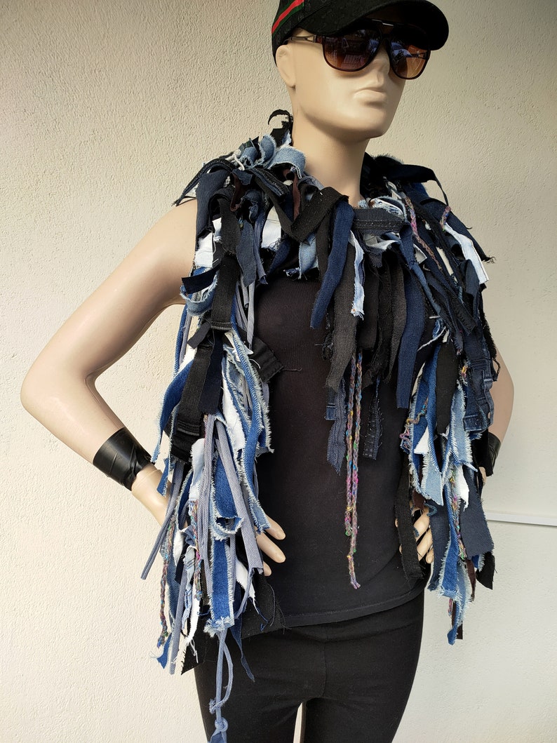 Die Frayed Jeans Denim Necklace Scruffy Torn Jeans Fabric - Etsy