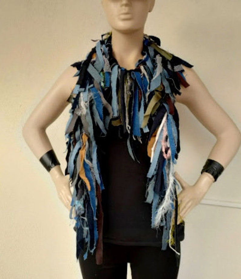 Die Frayed Jeans Denim Necklace Scruffy Torn Jeans Fabric - Etsy